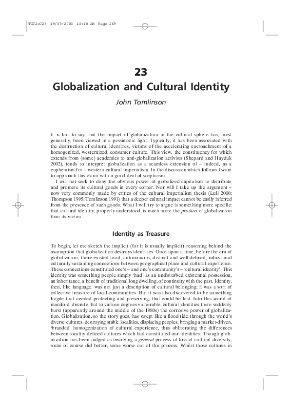 (PDF) Globalization and Cultural Identity