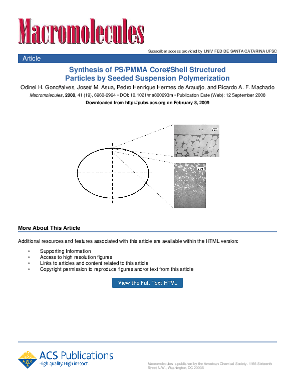 (PDF) Synthesis of PS/PMMA Core−Shell Structured Particles by Seeded Suspension Polymerization