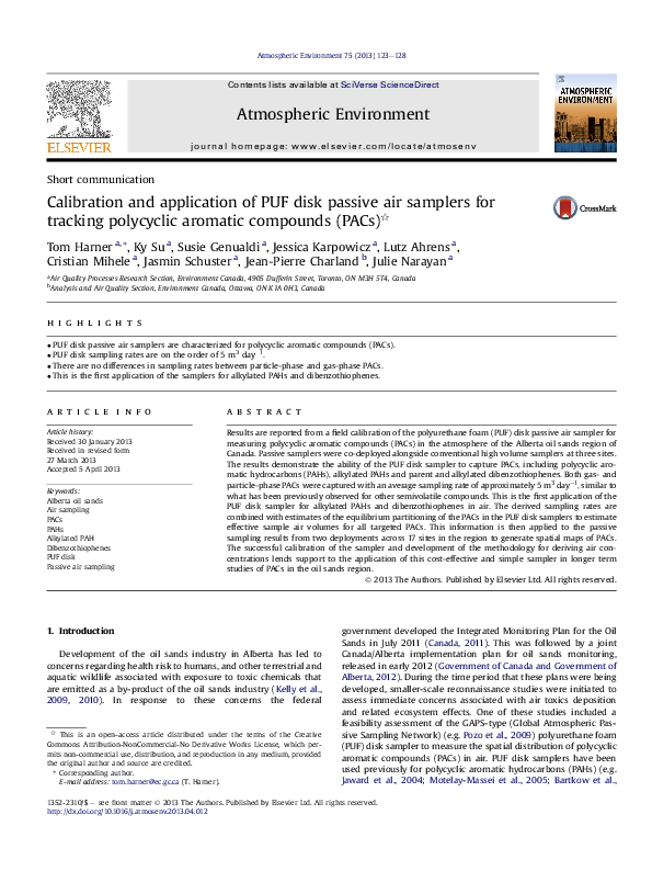(PDF) Calibration and application of PUF disk passive air samplers for ...