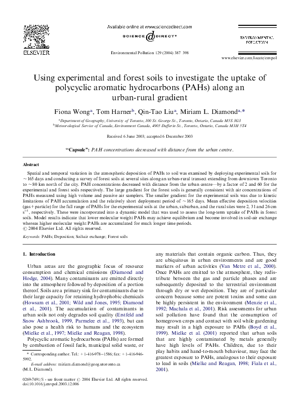 (PDF) Using experimental and forest soils to investigate the uptake of ...