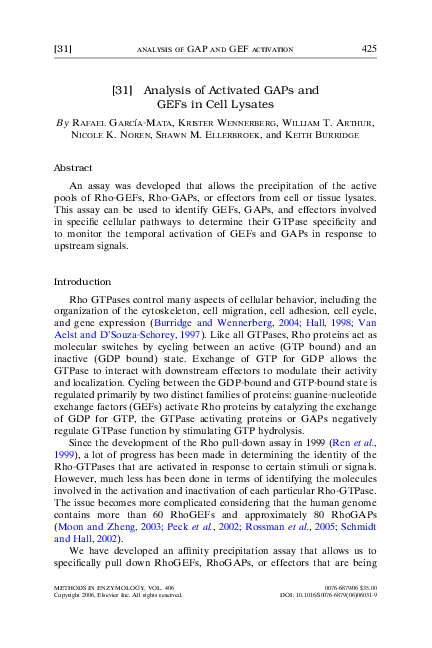 (PDF) Analysis of activated GAPs and GEFs in cell lysates