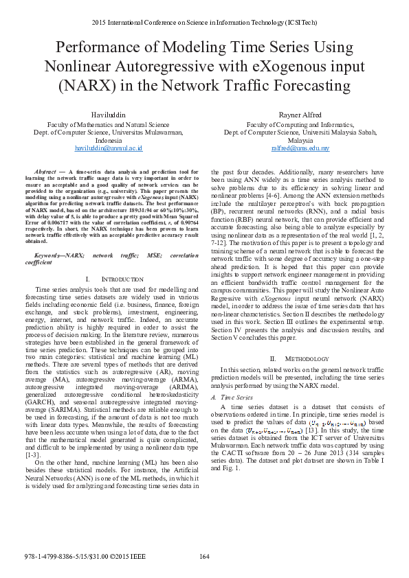 Pdf Performance Of Modeling Time Series Using Nonlinear Autoregressive With Exogenous Input 