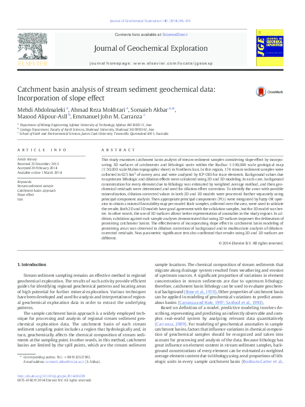 (PDF) Catchment basin analysis of stream sediment geochemical data ...