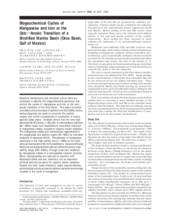 (PDF) Biogeochemical Cycles of Manganese and Iron at the Oxic−Anoxic ...