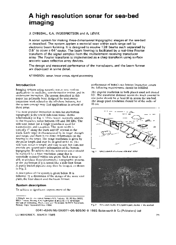 (PDF) A high resolution sonar for sea-bed imaging