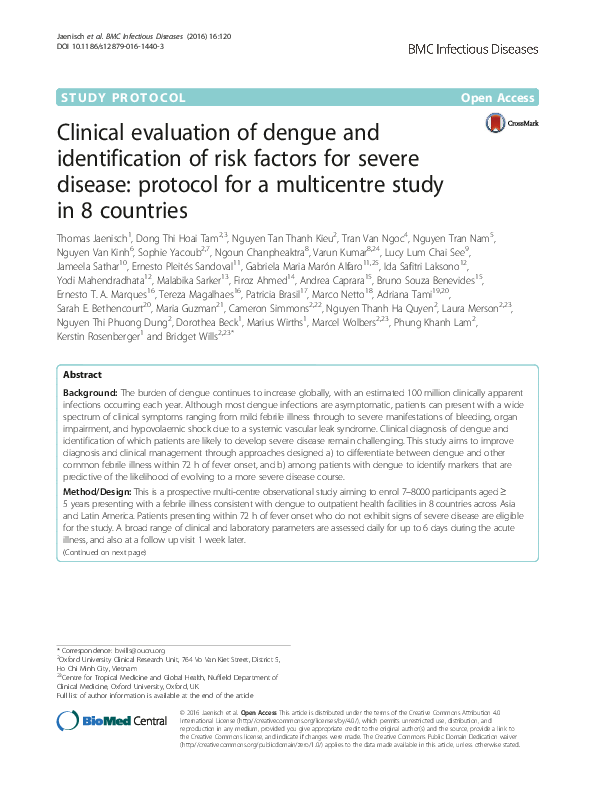 (PDF) Clinical evaluation of dengue and identification of risk factors ...