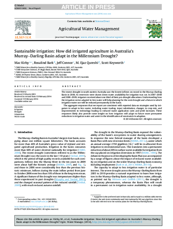 (PDF) Sustainable irrigation: How did irrigated agriculture in ...