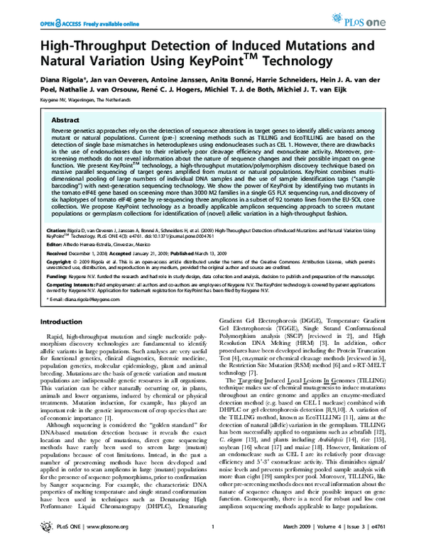 (PDF) High-Throughput Detection of Induced Mutations and Natural ...