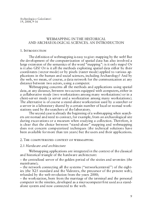 (PDF) Webmapping in the historical and archaeological sciences. An introduction