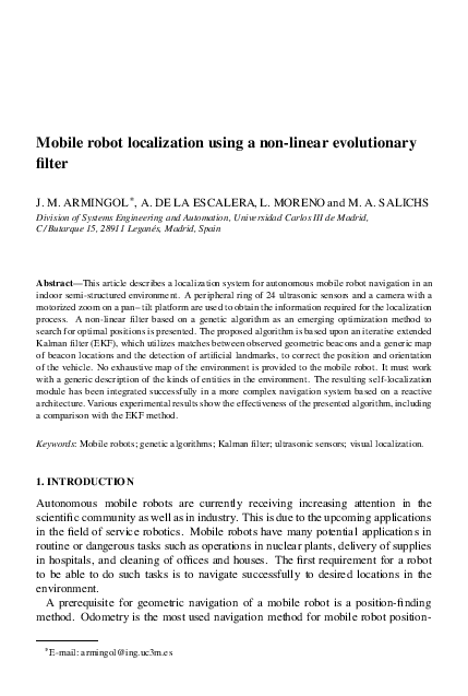 (PDF) Mobile robot localization using a non-linear evolutionary filter