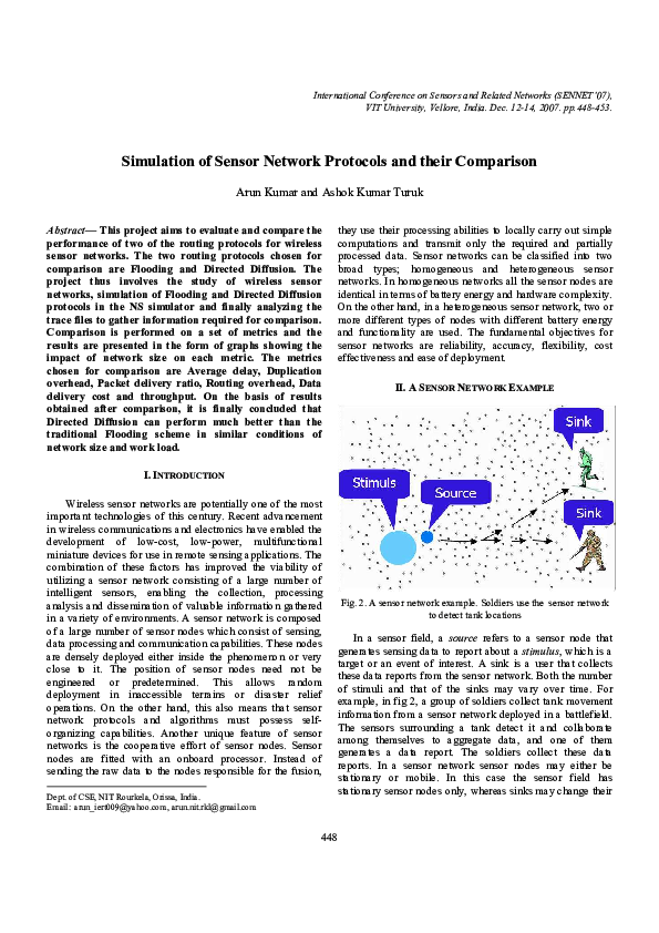 Pdf Simulation Of Sensor Network Protocols And Their Comparison