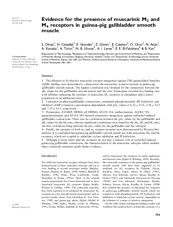 (PDF) Evidence for the presence of muscarinic M2 and M4 receptors in ...