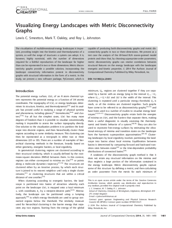 (PDF) Visualizing energy landscapes with metric disconnectivity graphs