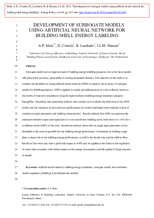 (PDF) Development of surrogate models using artificial neural network ...