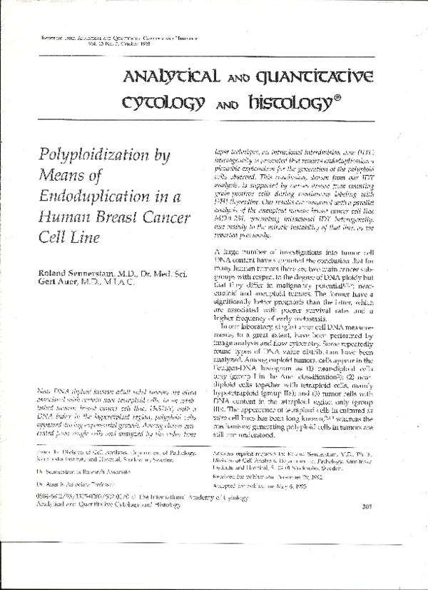 (PDF) Polyploidization by means of endoduplication in a human breast ...