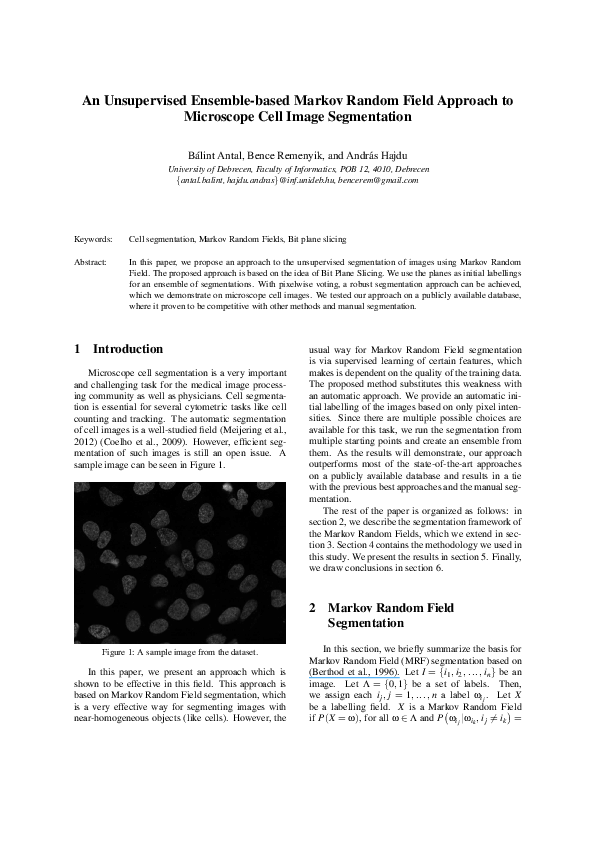 Pdf An Unsupervised Ensemble Based Markov Random Field Approach To
