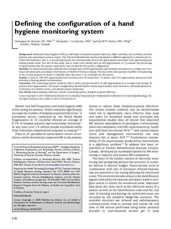 (PDF) Defining the configuration of a hand hygiene monitoring system