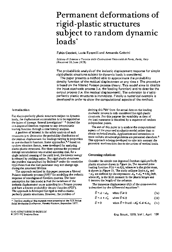 (PDF) Permanent deformations of rigid-plastic structures subject to random dynamic loads