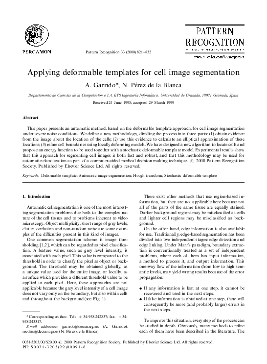 Pdf Applying Deformable Templates For Cell Image Segmentation