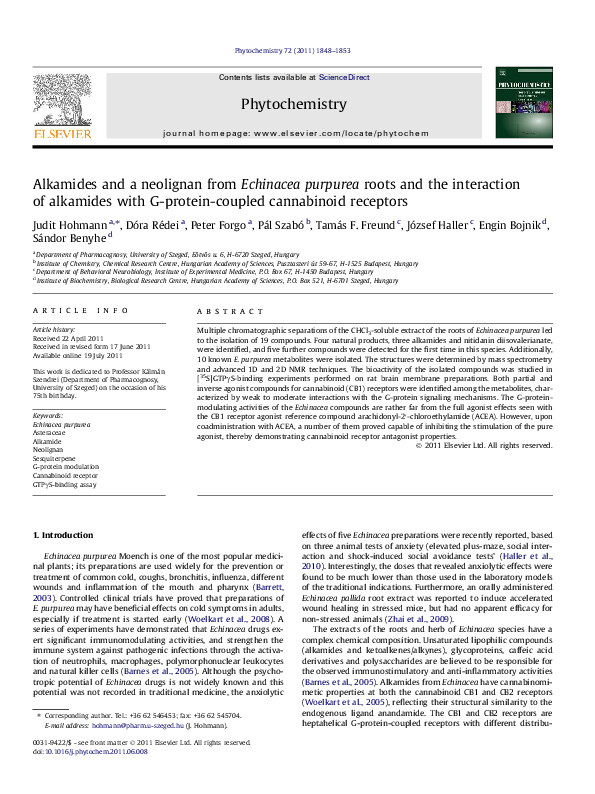 (PDF) Alkamides and a neolignan from Echinacea purpurea roots and the ...