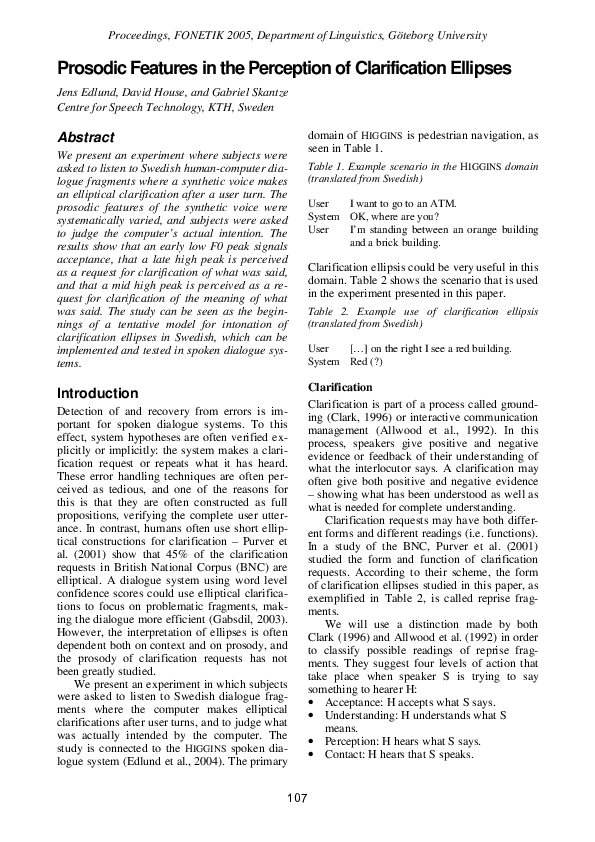 (PDF) Prosodic Features in the Perception of Clarification Ellipses