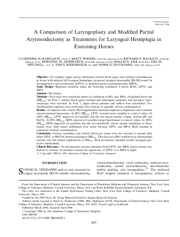 (PDF) A Comparison of Laryngoplasty and Modified Partial ...