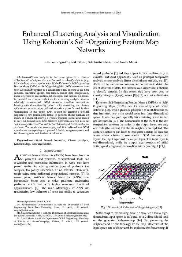 Pdf Enhanced Clustering Analysis And Visualization Using Kohonen S Self Organizing Feature Map