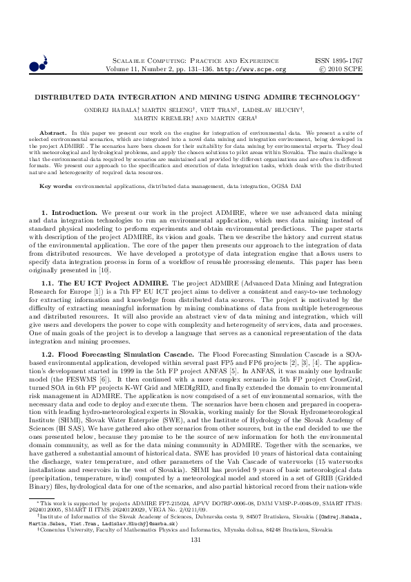 Pdf Distributed Data Integration And Mining Using Admire Technology