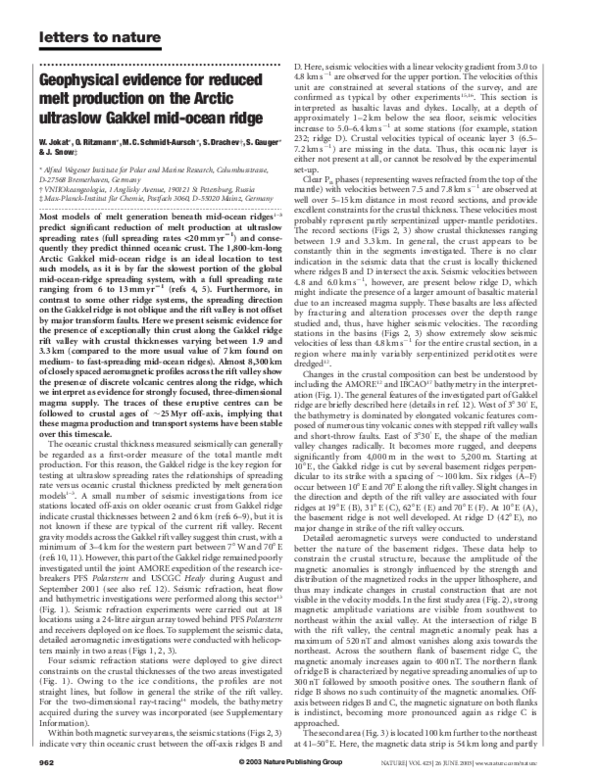 (PDF) Geophysical evidence for reduced melt production on the Arctic ...