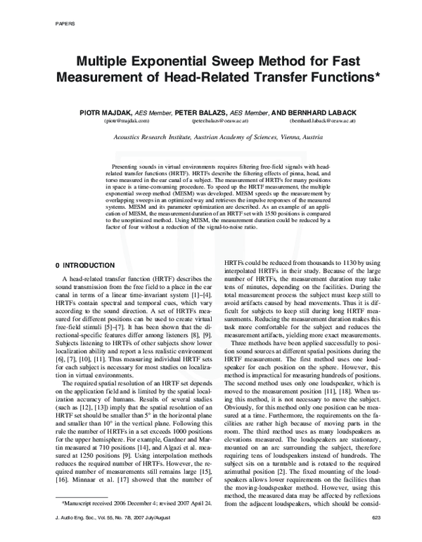 (PDF) Multiple exponential sweep method for fast measurement of head ...