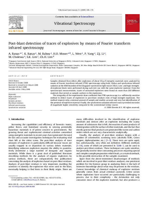 (PDF) Post-blast detection of traces of explosives by means of Fourier ...