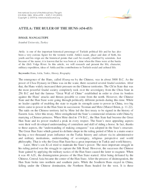 (PDF) ATTILA: THE RULER OF THE HUNS (434-453