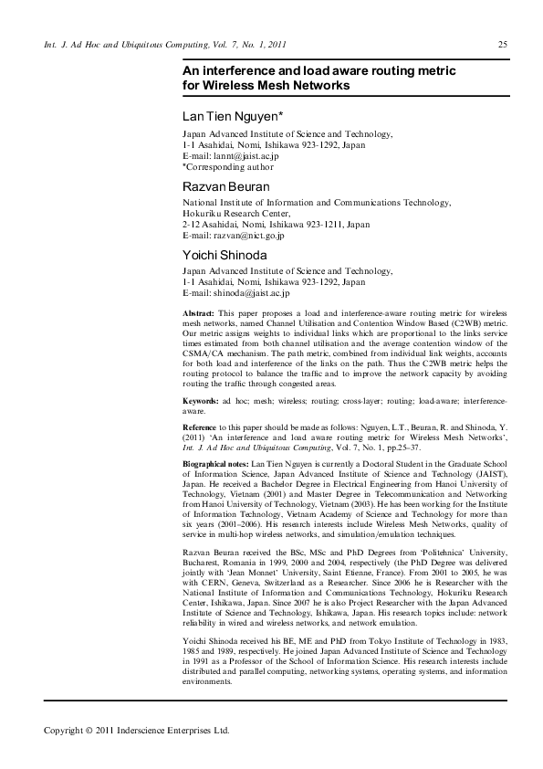 (PDF) A load-aware routing metric for wireless mesh networks