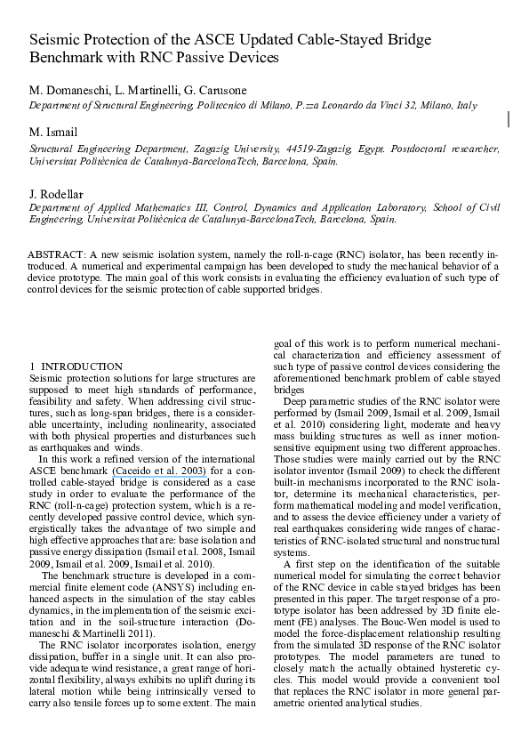(PDF) Seismic protection of the ASCE updated cable-stayed bridge ...