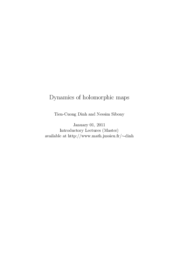 (PDF) Dynamics of holomorphic maps