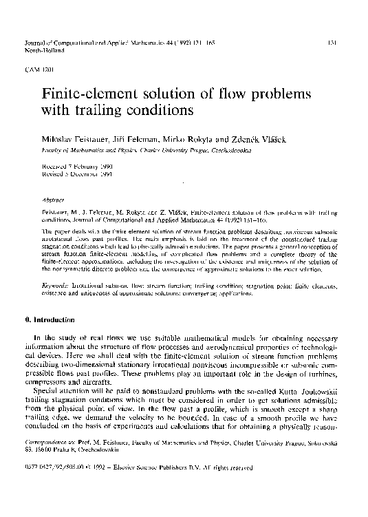 (PDF) Finite-element solution of flow problems with trailing conditions