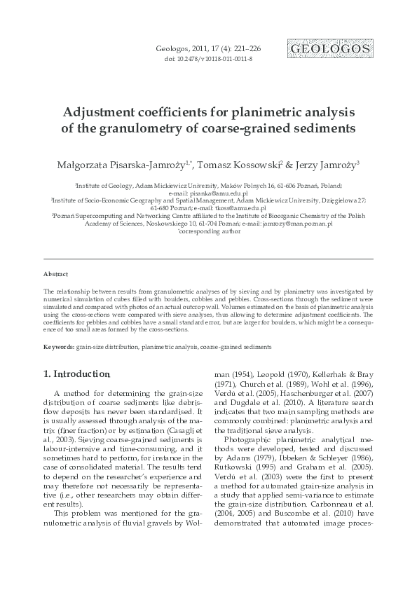 (PDF) Adjustment coefficients for planimetric analysis of the ...