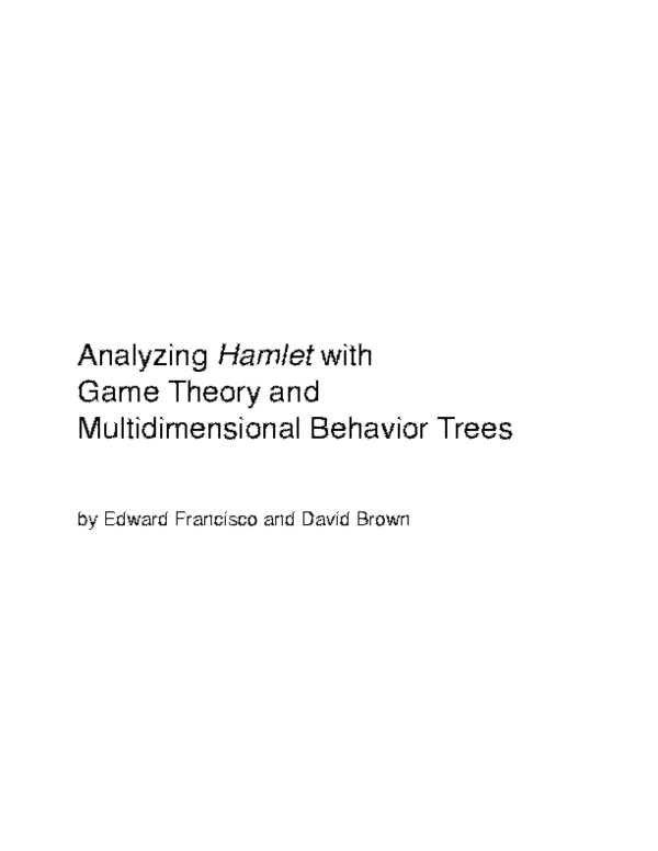 (PDF) Analyzing Hamlet with Game Theory and Multidimensional Behavior Trees
