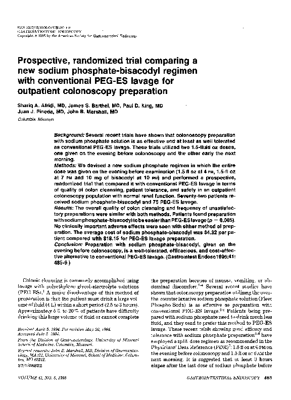 Pdf Polyethylene Glycol And Bisacodyl For Colonoscopy Has The Time
