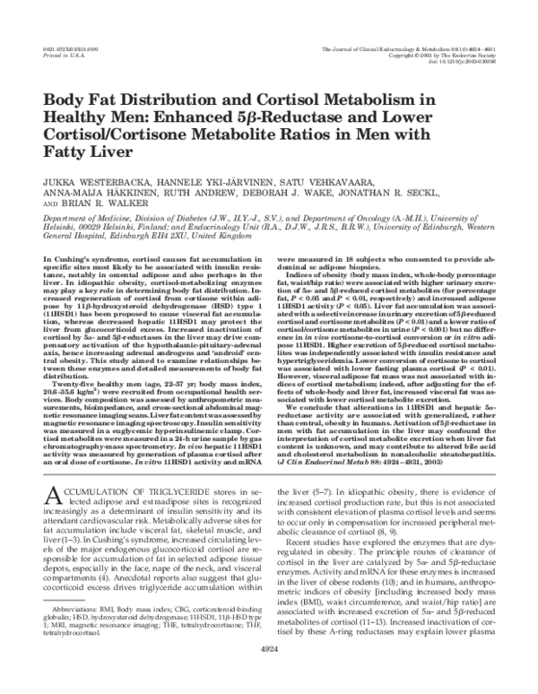(PDF) Body Fat Distribution and Cortisol Metabolism in Healthy Men ...