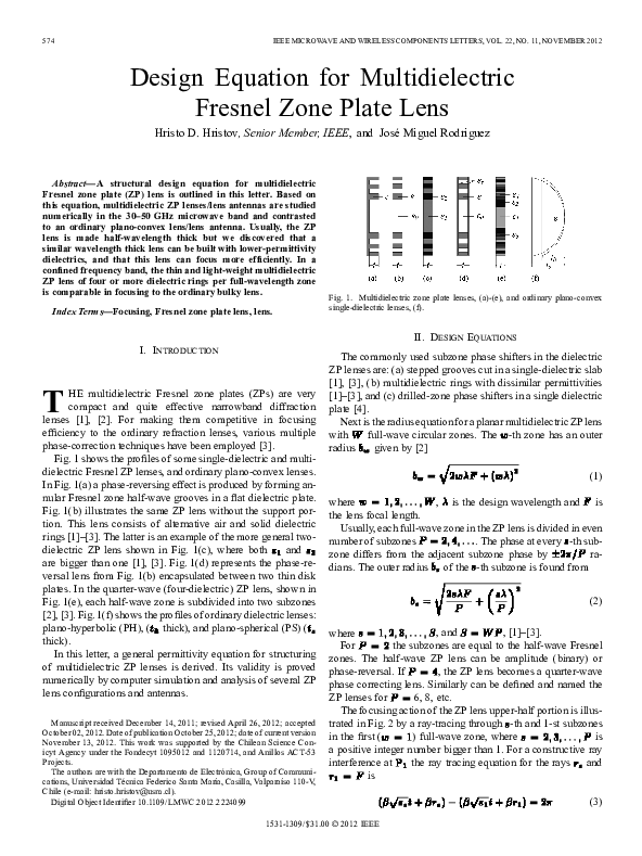 (PDF) Design Equation for Multidielectric Fresnel Zone Plate Lens