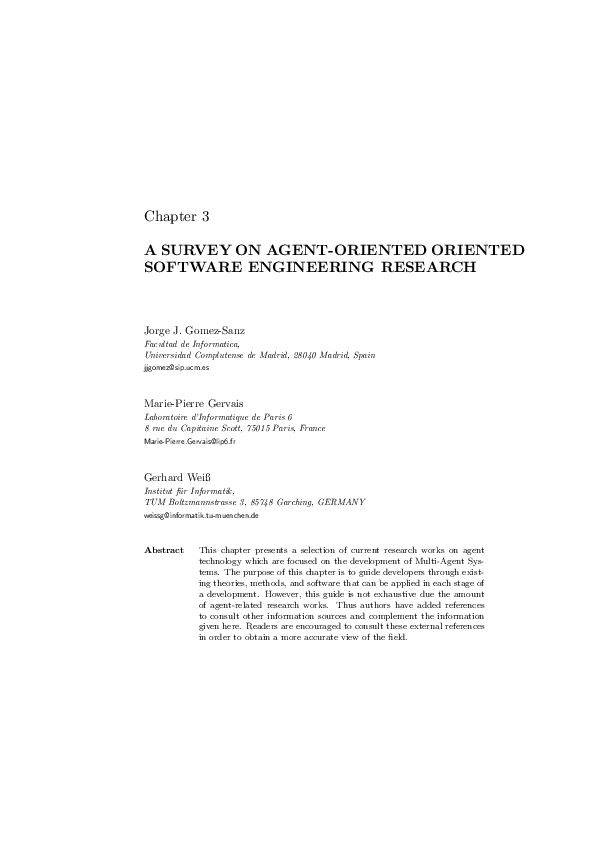 (PDF) A Survey on Agent-Oriented Oriented Software Engineering Research