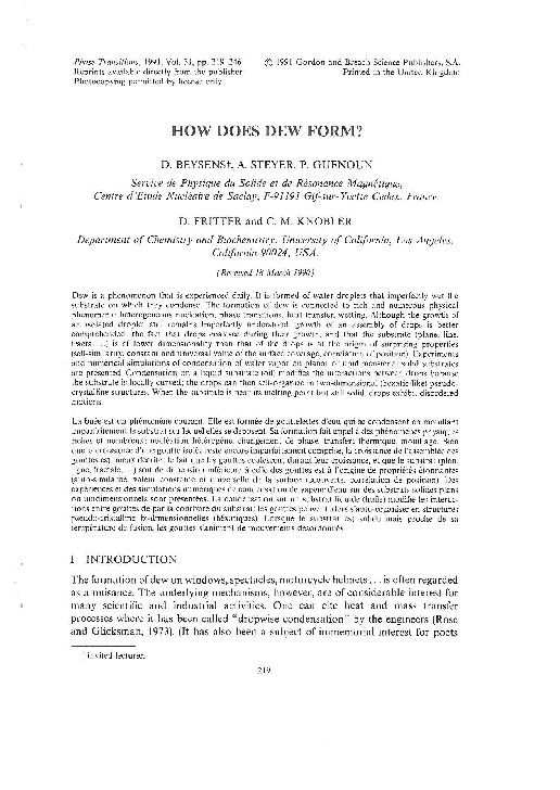 (PDF) How does dew form?