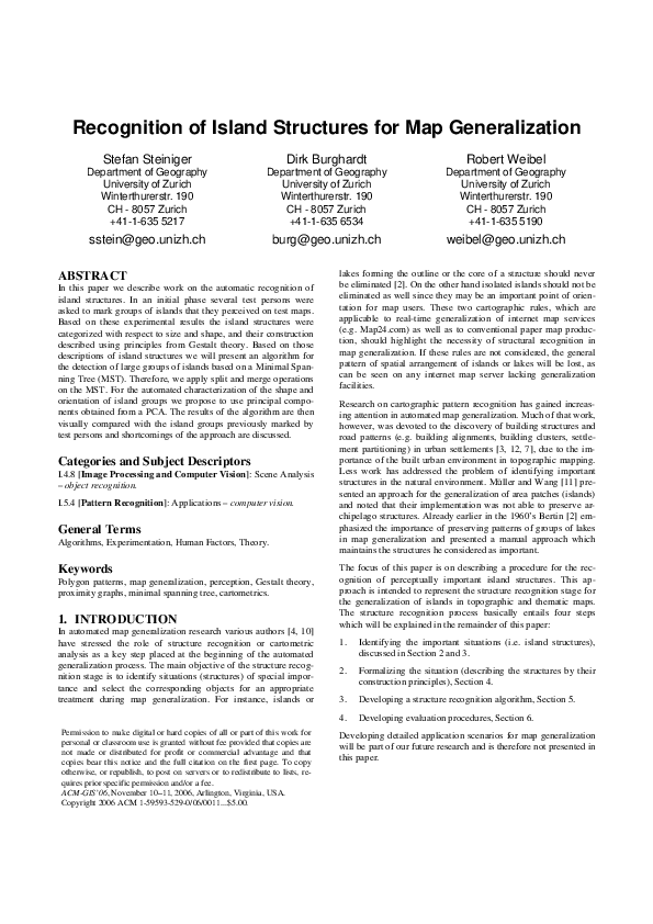 (PDF) Recognition of island structures for map generalization
