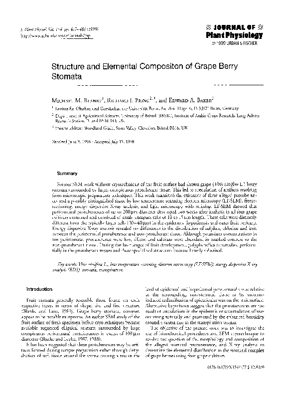 (PDF) Structure and Elemental Compositon of Grape Berry Stomata
