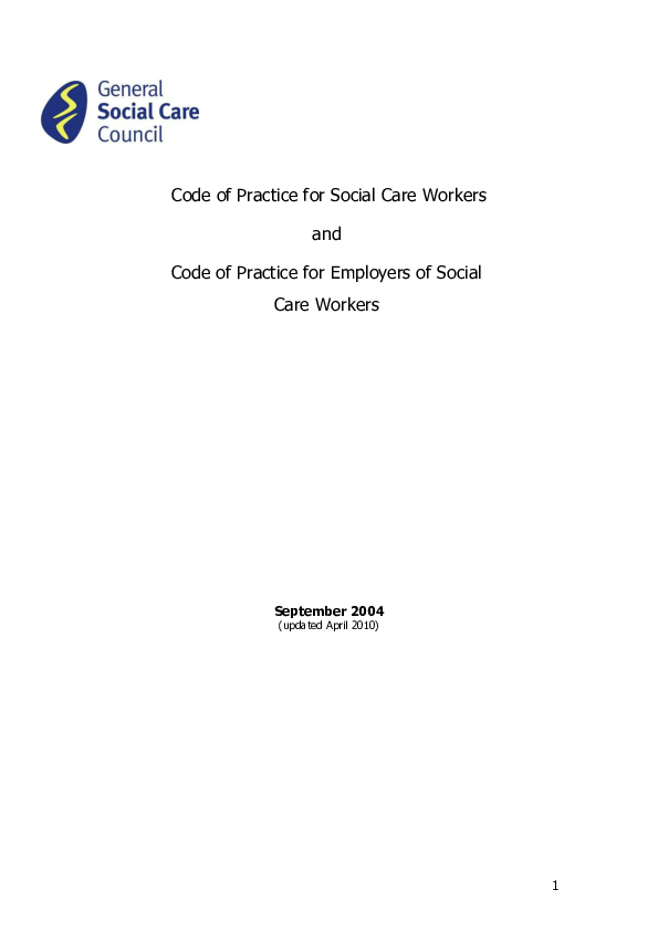 (PDF) Code of Practice for Social Care Workers and Code of Practice for ...