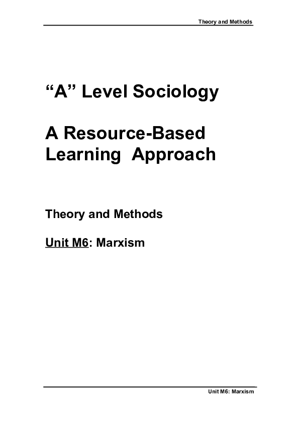 (PDF) Theory and Methods " A " Level Sociology A Resource-Based ...