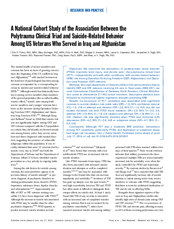 (PDF) A National Cohort Study of the Association Between the Polytrauma ...