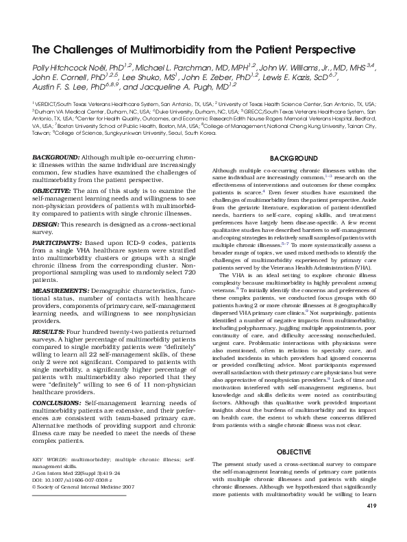 (PDF) The Challenges of Multimorbidity from the Patient Perspective