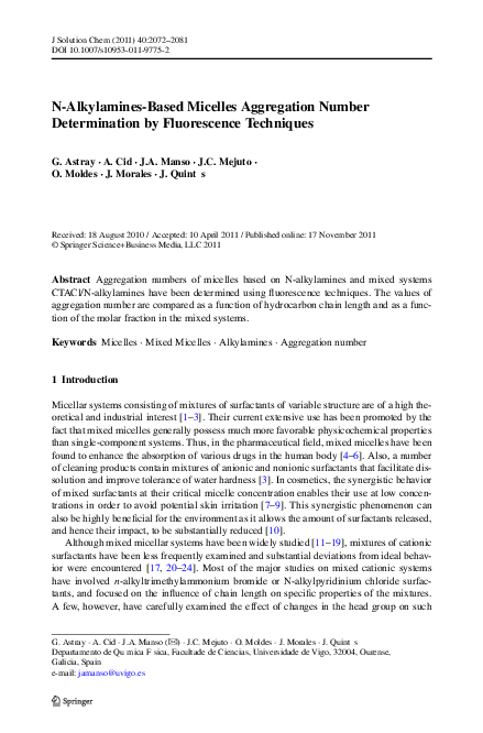 (PDF) N-Alkylamines-Based Micelles Aggregation Number Determination by ...